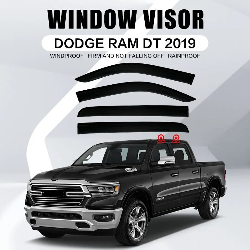 Дверной козырек для DODGE RAM 1500 DT MK5 2019-2022, козырек для автомобильного окна, ветрозащитные дефлекторы, козырек для защиты от дождя without bright bar