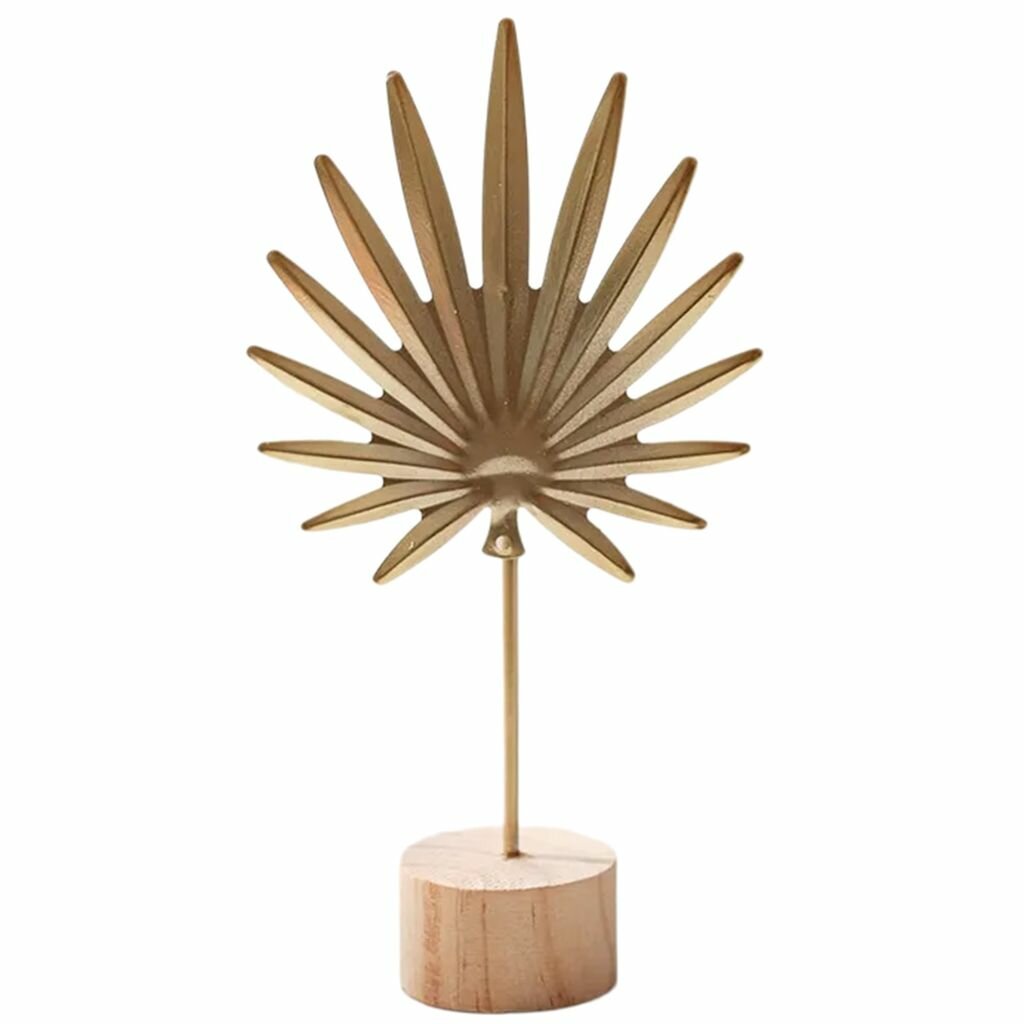 Скандинавская железная художественная статуя в виде листьев гинкго, скульптура с деревянной основой, настольные украшения, украшение для дома, гостиной, книжной полки