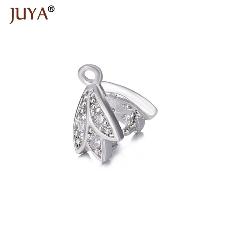 Бейлы из меди с цирконом Juya Серебряный, 8 PCS, silver