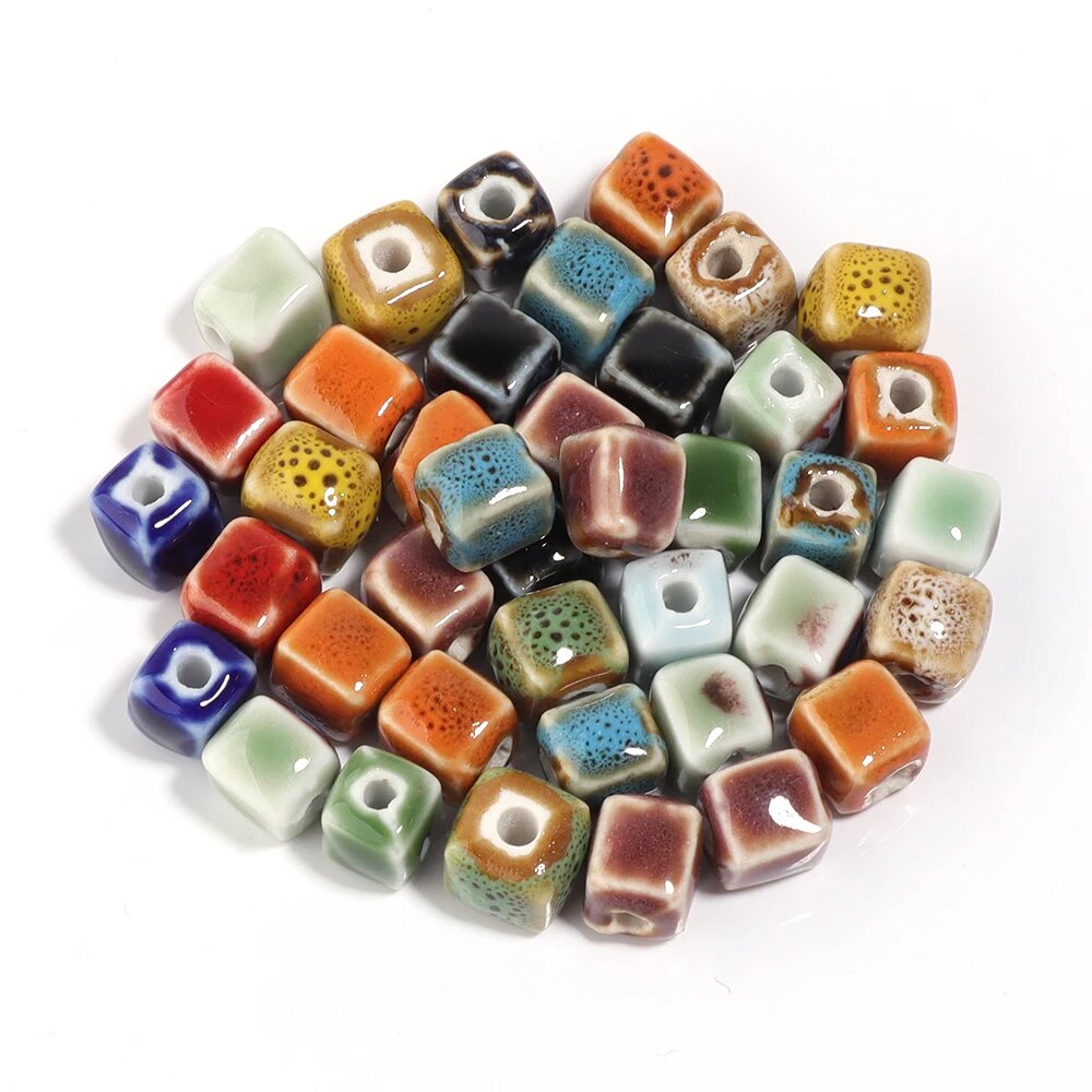 Керамические квадратные бусины 8 мм, набор из 10 штук Mixed