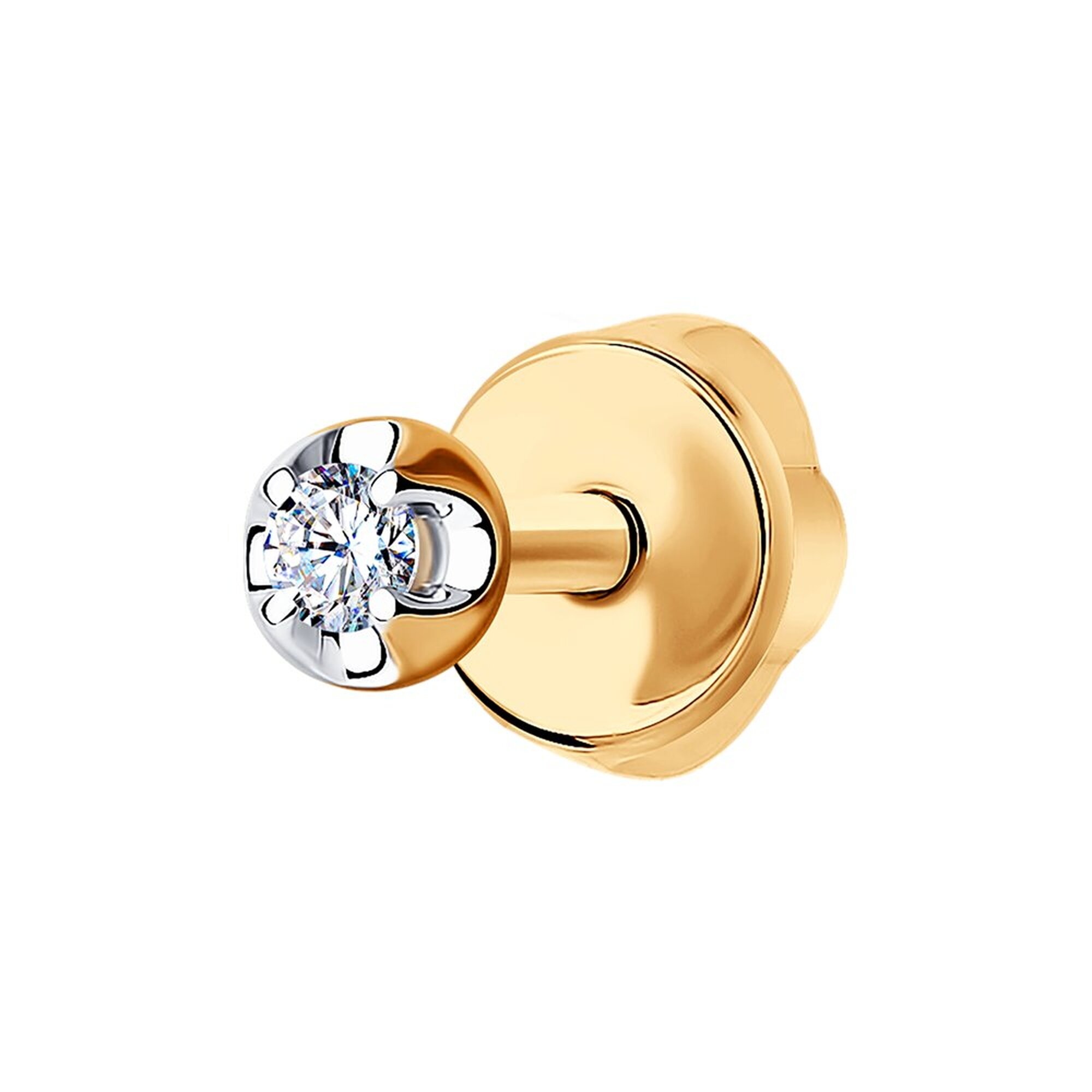 Моносерьга, красное золото, 585 проба, бриллиант