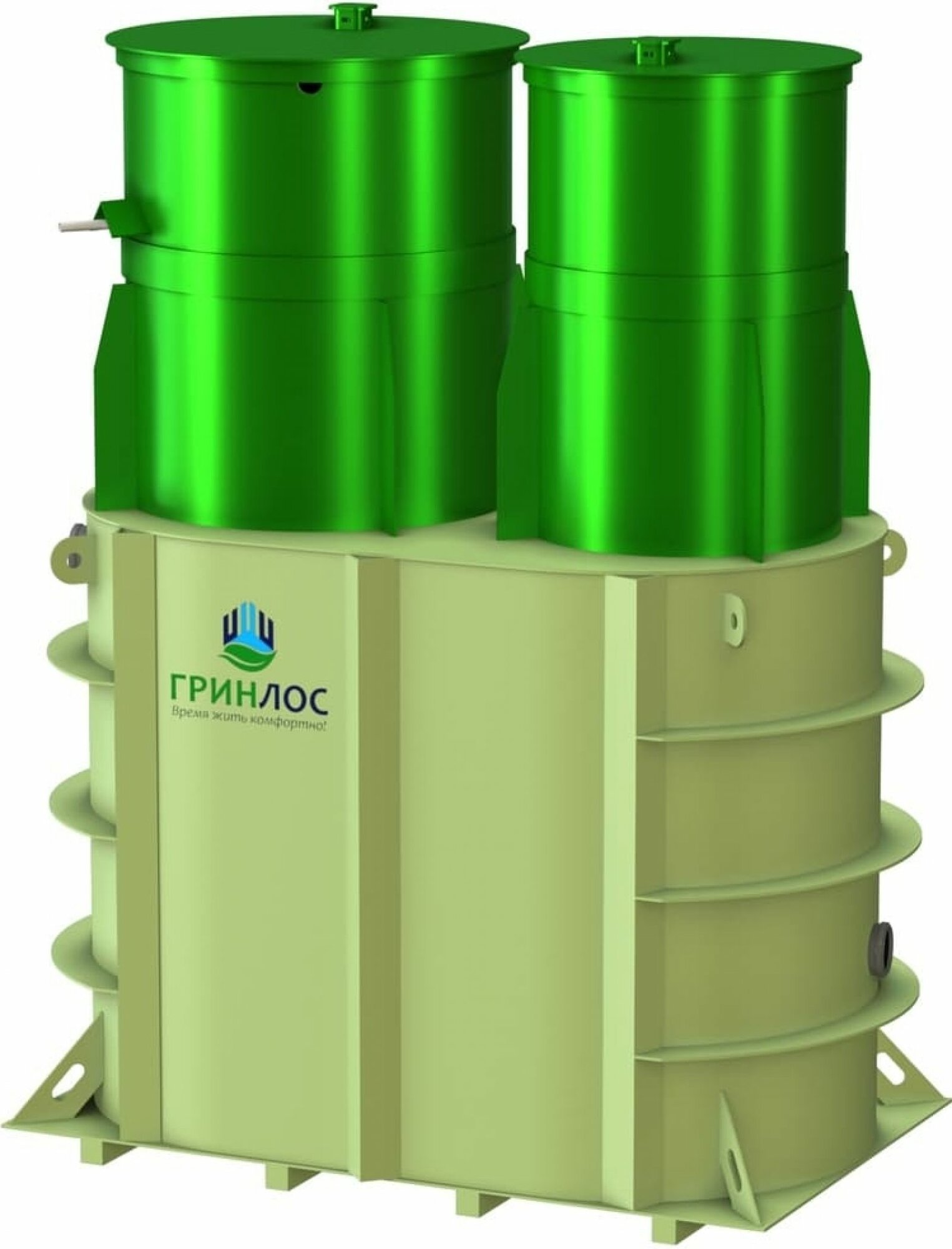 Септик для дома Гринлос Аэро с КНС 8 Пр Лонг (2.24 м3/сут, с насосом, на 8 человек)