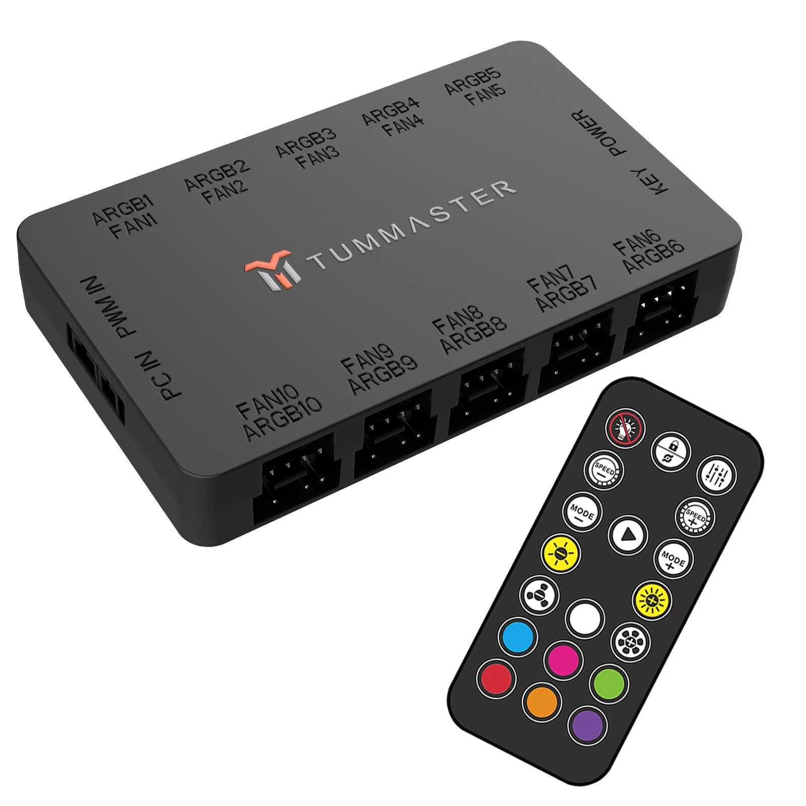 10-портовый концентратор охлаждающего вентилятора ARGB, 4-контактный, 5 В-3-контактный контроллер вентилятора с магнитным присоском, освещение корпуса компьютера, разветвитель вентиляторов ШИМ для ПК