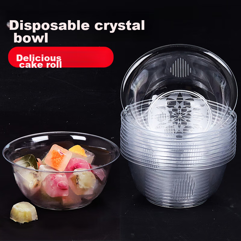 SHUANG YU Disposable Bowls, 300mL*120 Pieces, Thickened Crystal Aviation Bowls, Transparent Plastic Noodle Bowls, Outdoor Picnic Dessert Bowls