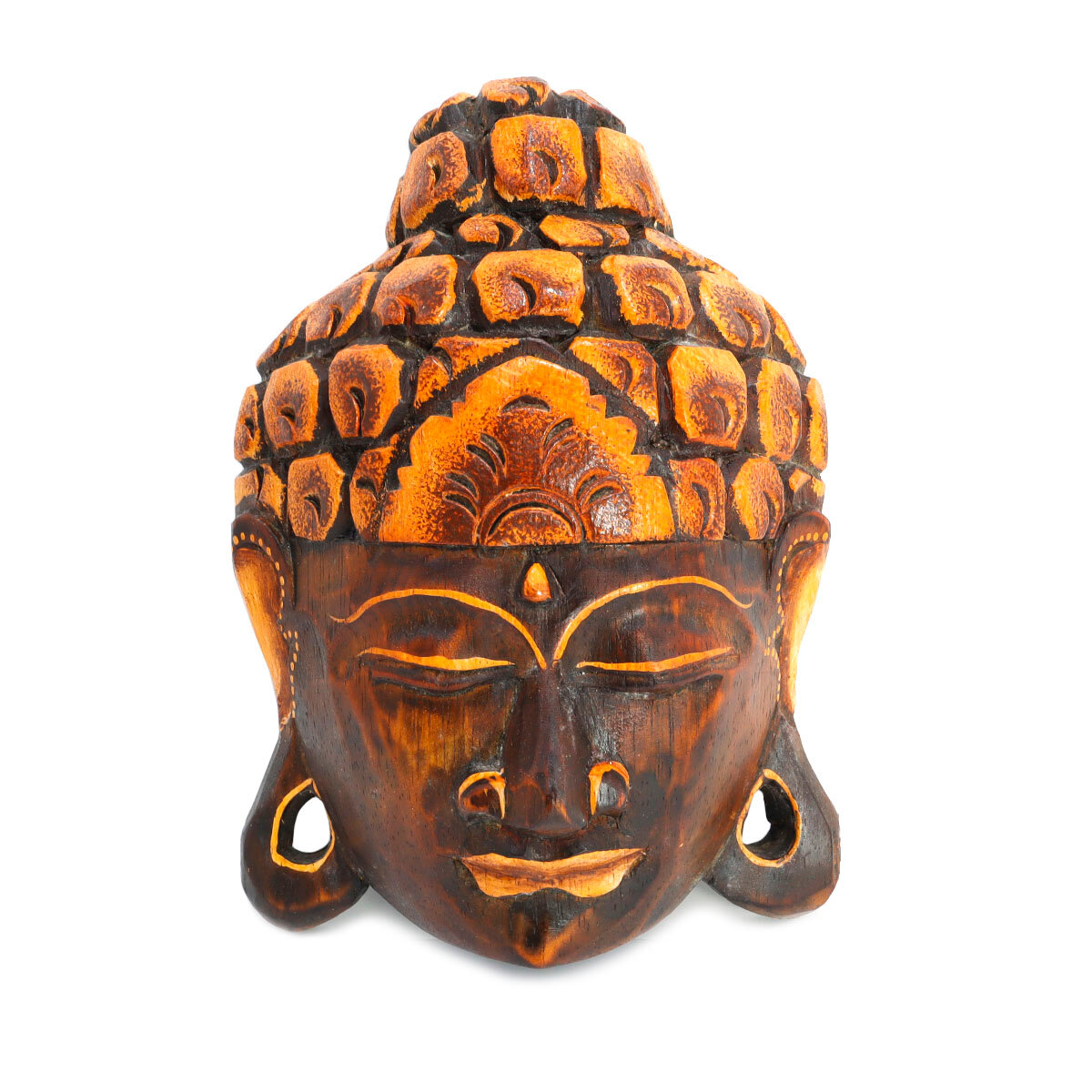 Маска настенная будда, натуральный цвет дерева (дерево, 20 см.), с острова Бали, 1 шт.