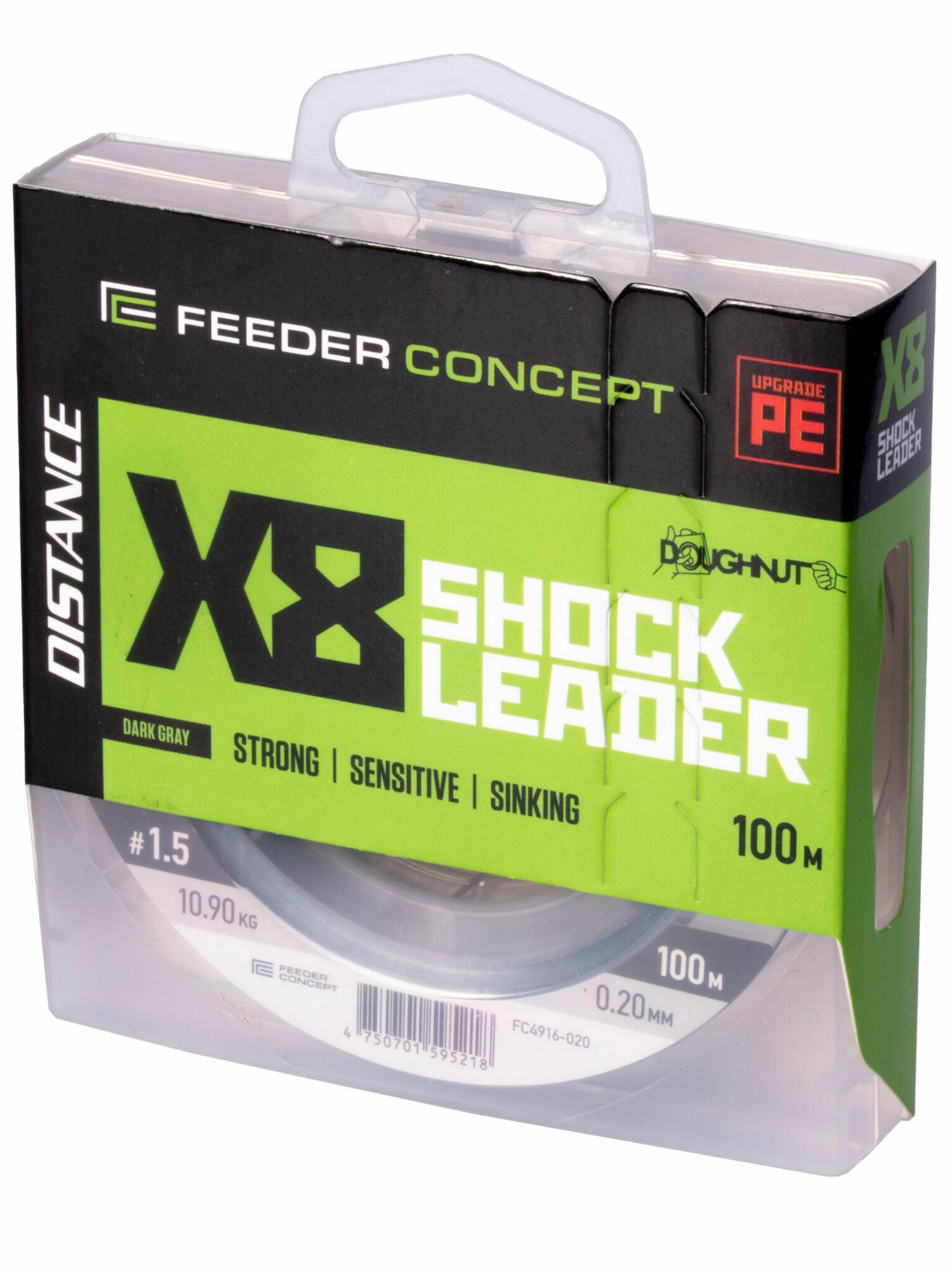 Шок-лидер плетёный Feeder Concept Distance х8 SHOCK LEADER Dark Gray 100/020