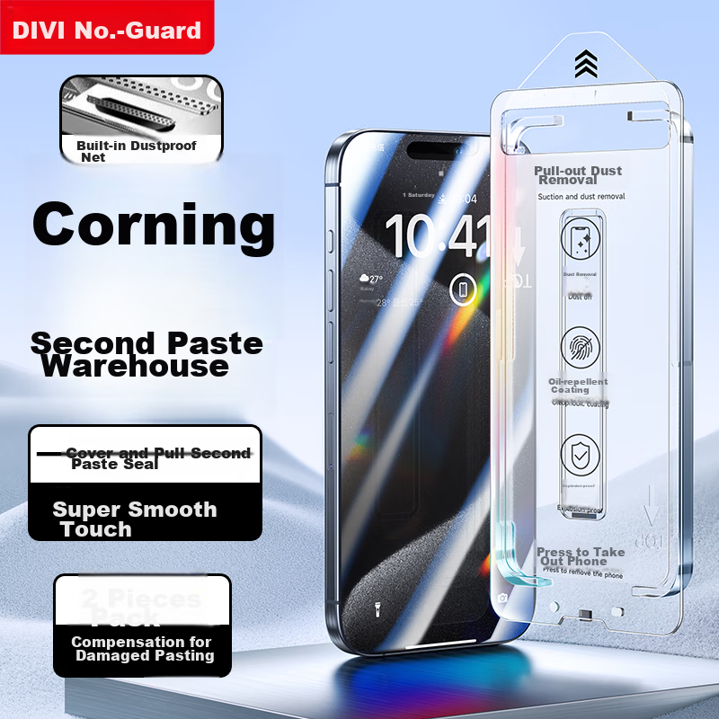 DIVI [Premium 2-Pack] Tempered Glass Screen Protector for Apple IPhone 15 Pro, HD Clear, Dust-Proof, Shatterproof, Anti-Fingerprint, Full Coverage, Easy Installation, Dust-Free Installation