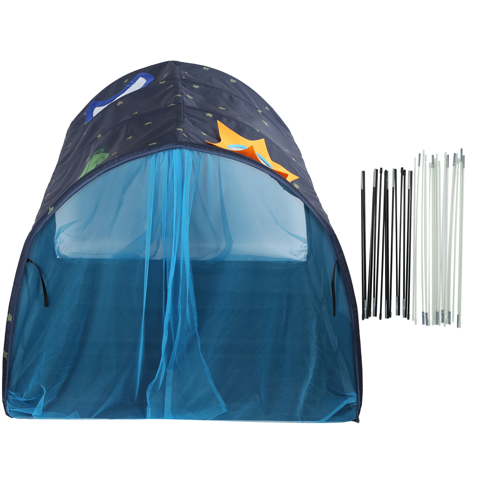 Переносная детская палатка-туннель, детская кроватка-палатка, туннель для ползания, игрушка для мальчиков и девочек, синий цвет с москитной сеткой.