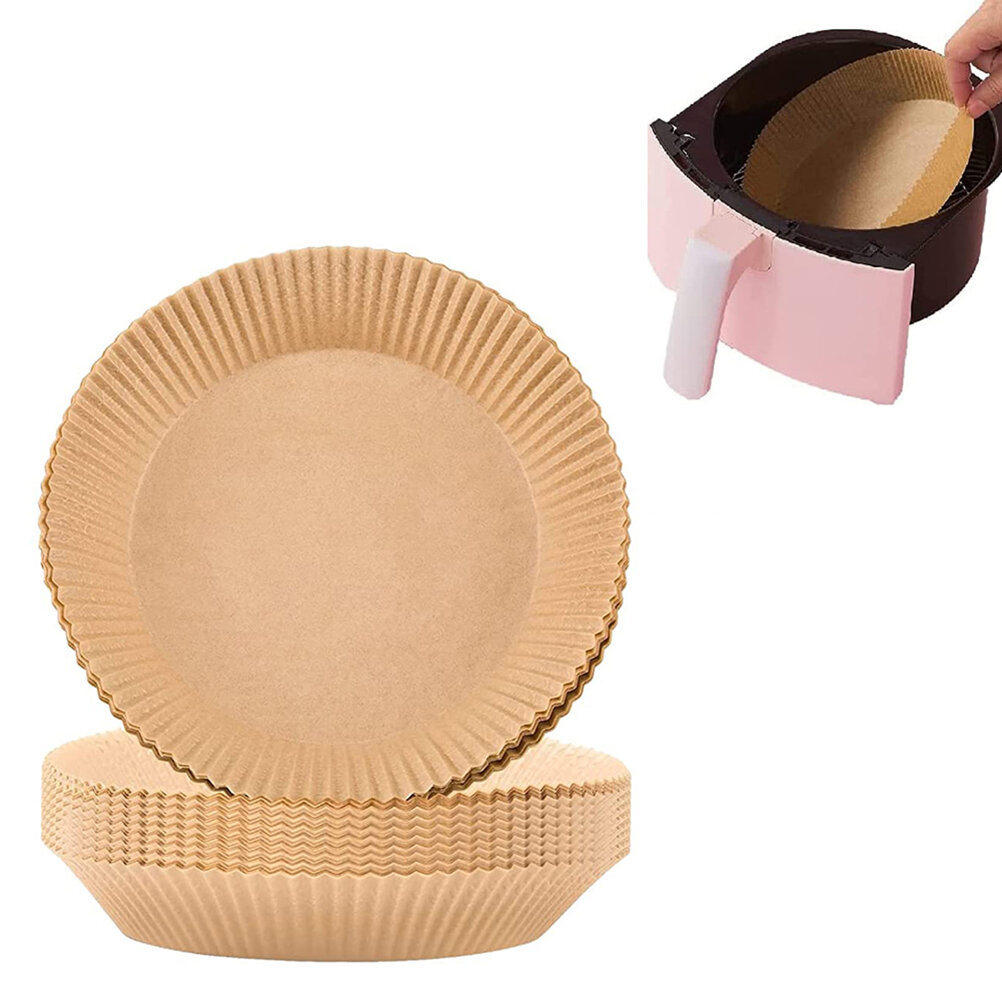 100шт. одноразовыхбумажныхвкладышейдляаэрофритюрницысантипригарнымпокрытием, маслостойкаяпергаментнаябумагадлявыпечки, длякухни, микроволновойпечи.