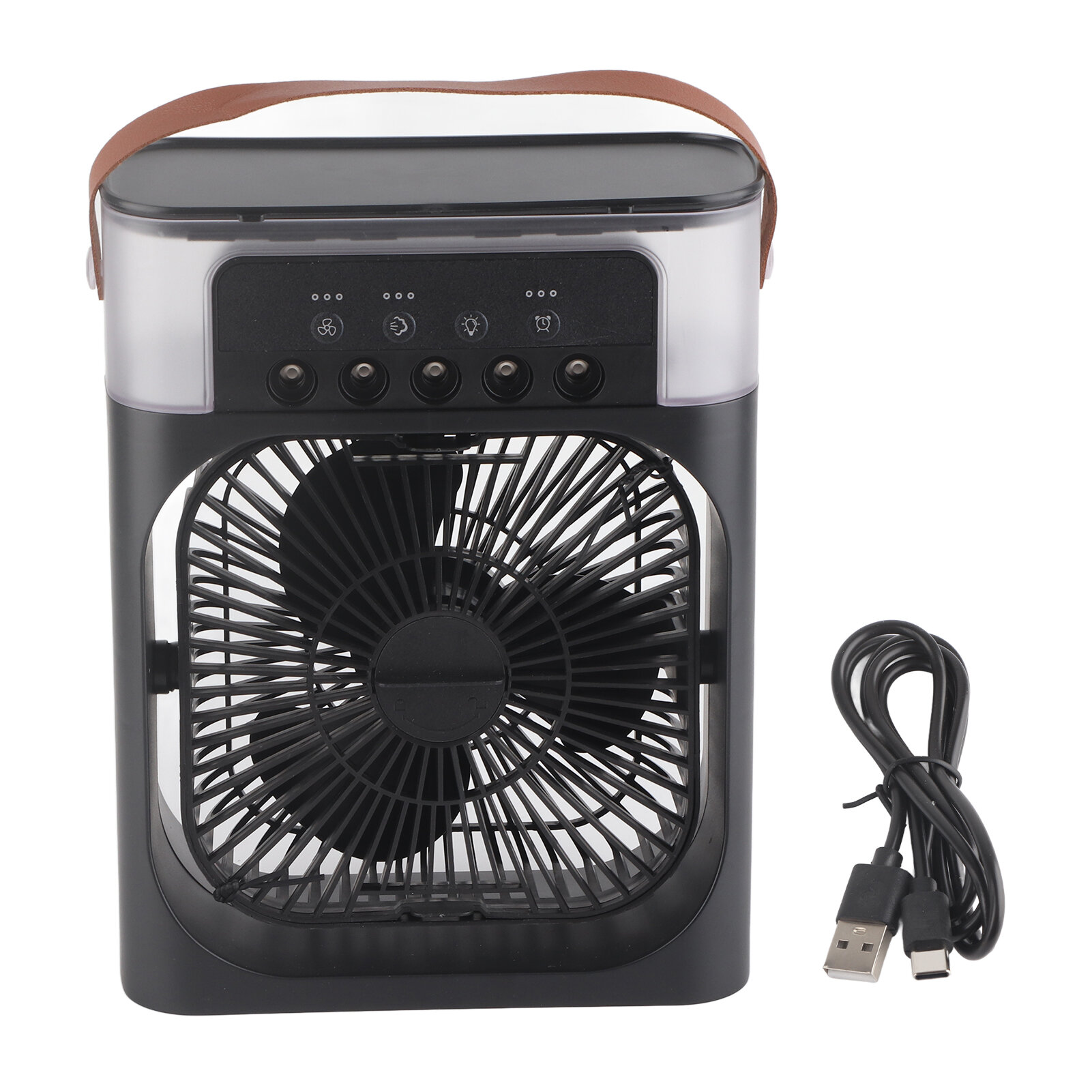 Персональный испарительный воздушный кулер с 600 мл резервуара для воды USB 7 Цвета Light 3 Speeds Air Cooler Увлажнитель для спальни Black