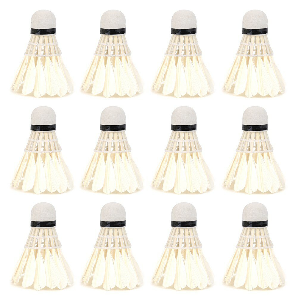 12 шт./лот белых перьевых мячей для бадминтона, воланы, аксессуар для тренировок по спорту на открытом воздухе.