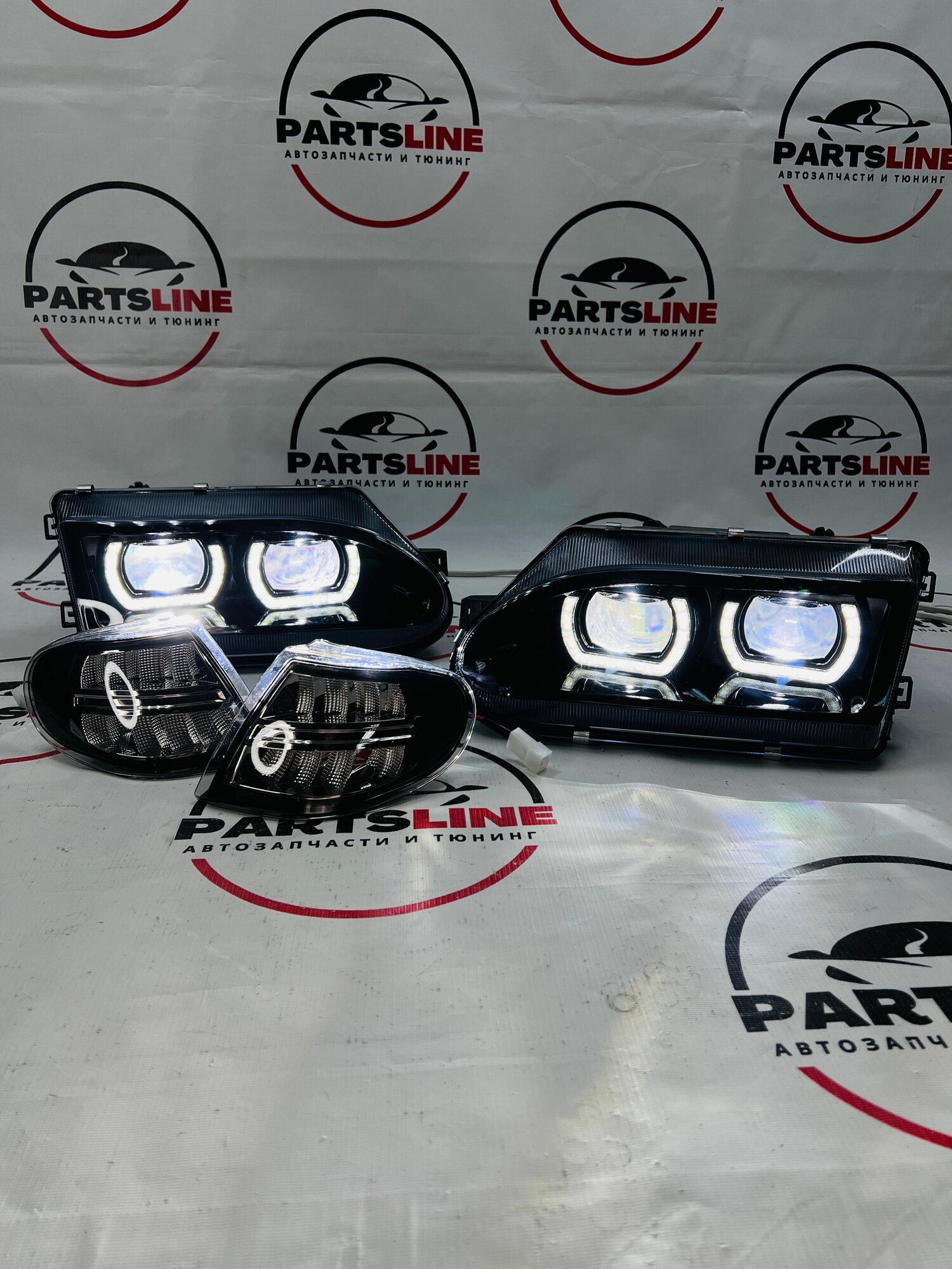 Фары передние ВАЗ 2113, 2114, 2115 Full Led bi-led черная маска в стиле BMW