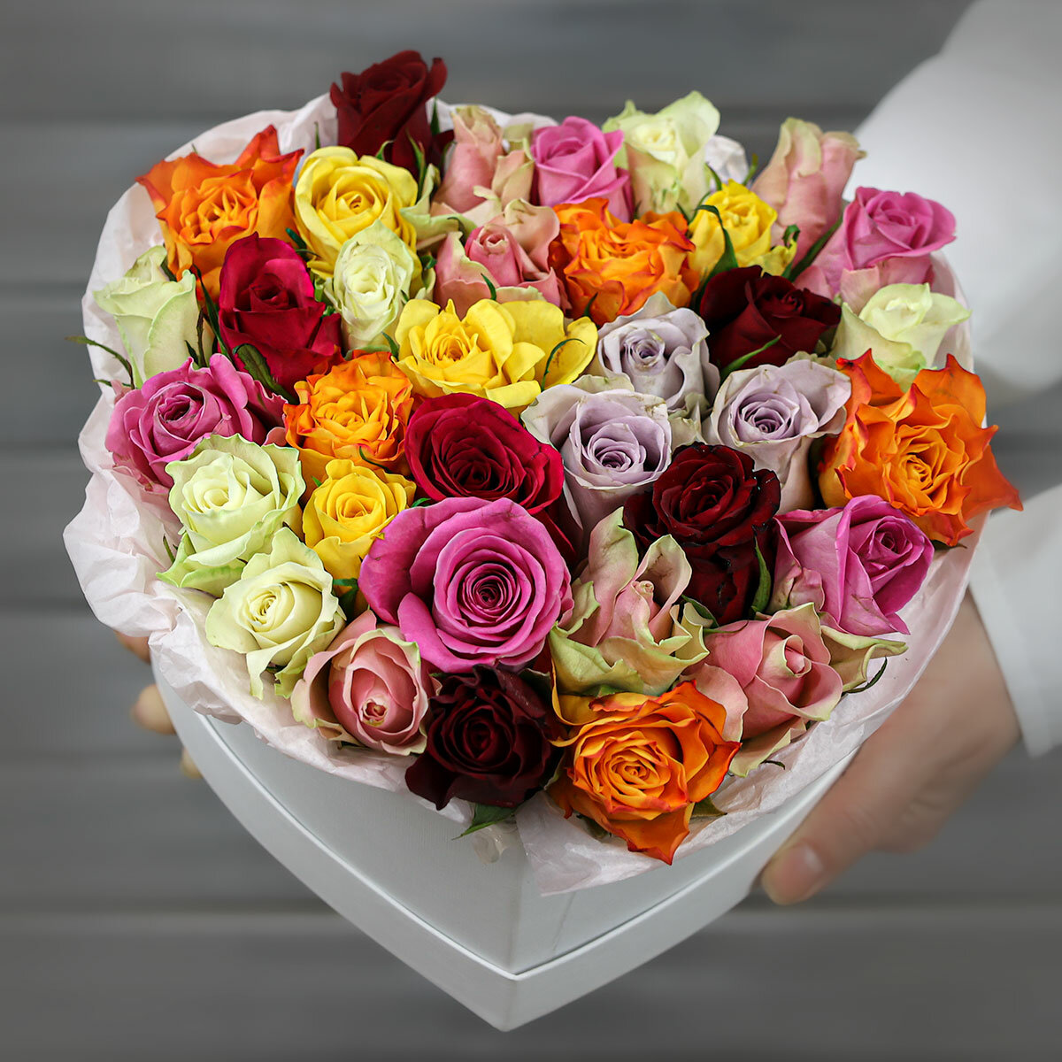 Композиция Букет Маркет "Сердце роз", розы, цвет разноцветный, высота 19см