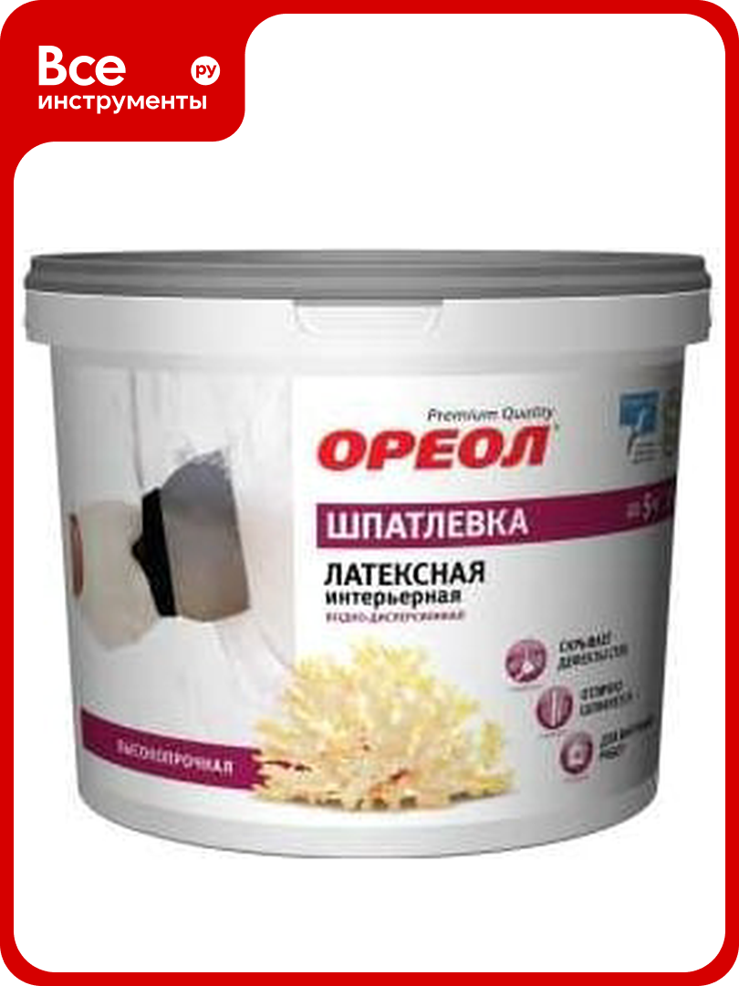 Интерьерная шпатлевка Ореол (водно-дисперсионная; латексная; 4 кг) 66527