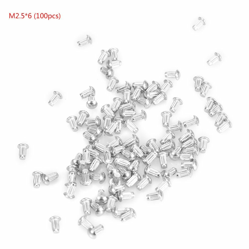 100 шт. заклепок M2.5 из нержавеющей стали с круглой головкой и насечкой M2.5x6 мм, набор прочных крепежей для металла, дерева, пластика