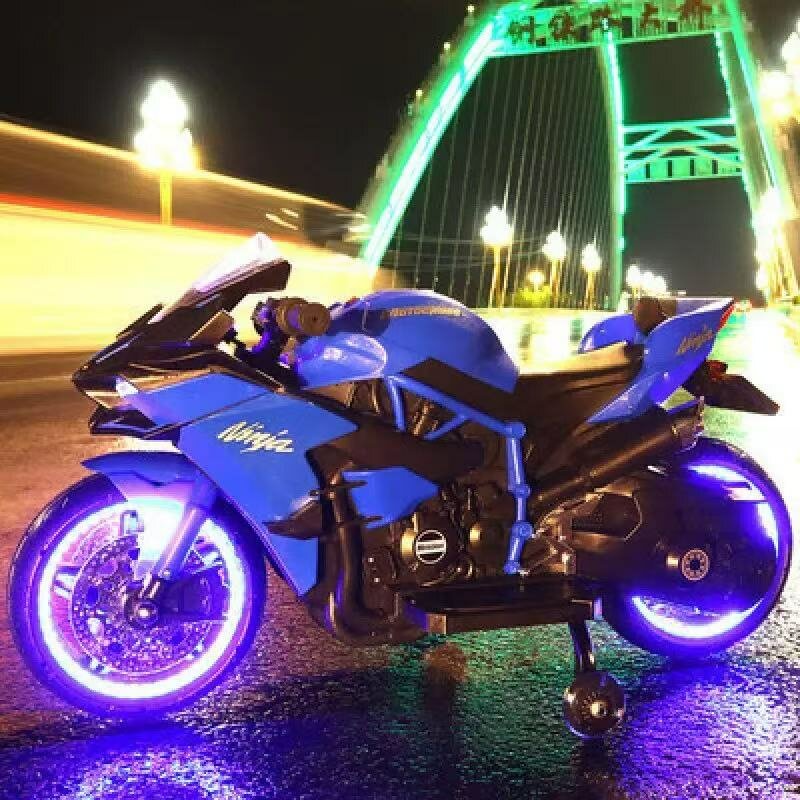 Детский электромотоцикл H2R, детский двухколесный мотоцикл на батарейках, колеса с подсветкой