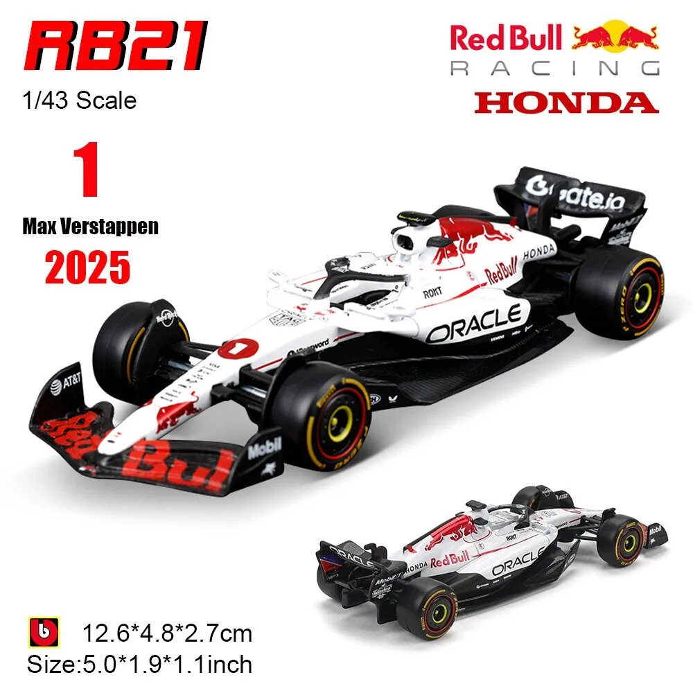 Модель Red Bull RB21 Max Verstappen 2025, 1:43, Белый