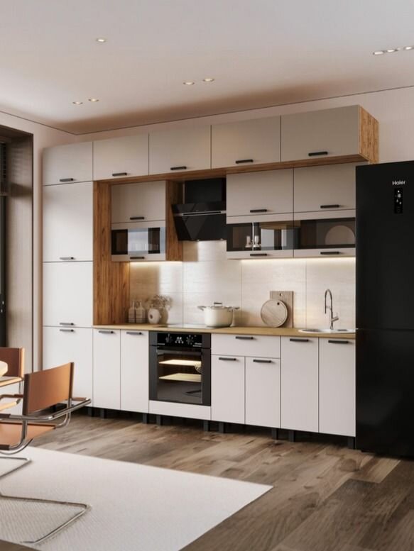 Кухонный гарнитур Техно к.2 3/1080м кашемир, дуб крафт со столешницей миф