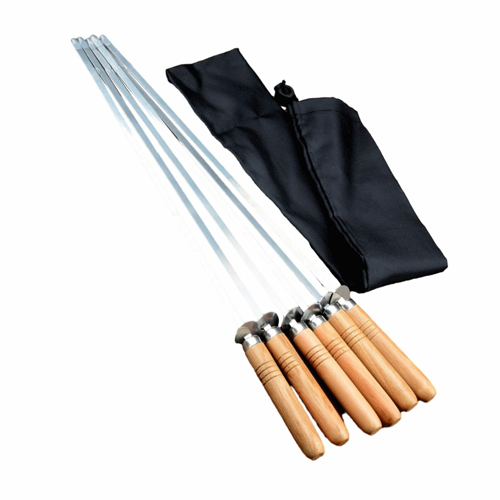 6шт мясной шашлык из нержавеющей стали барбекю с деревянными ручками палочка