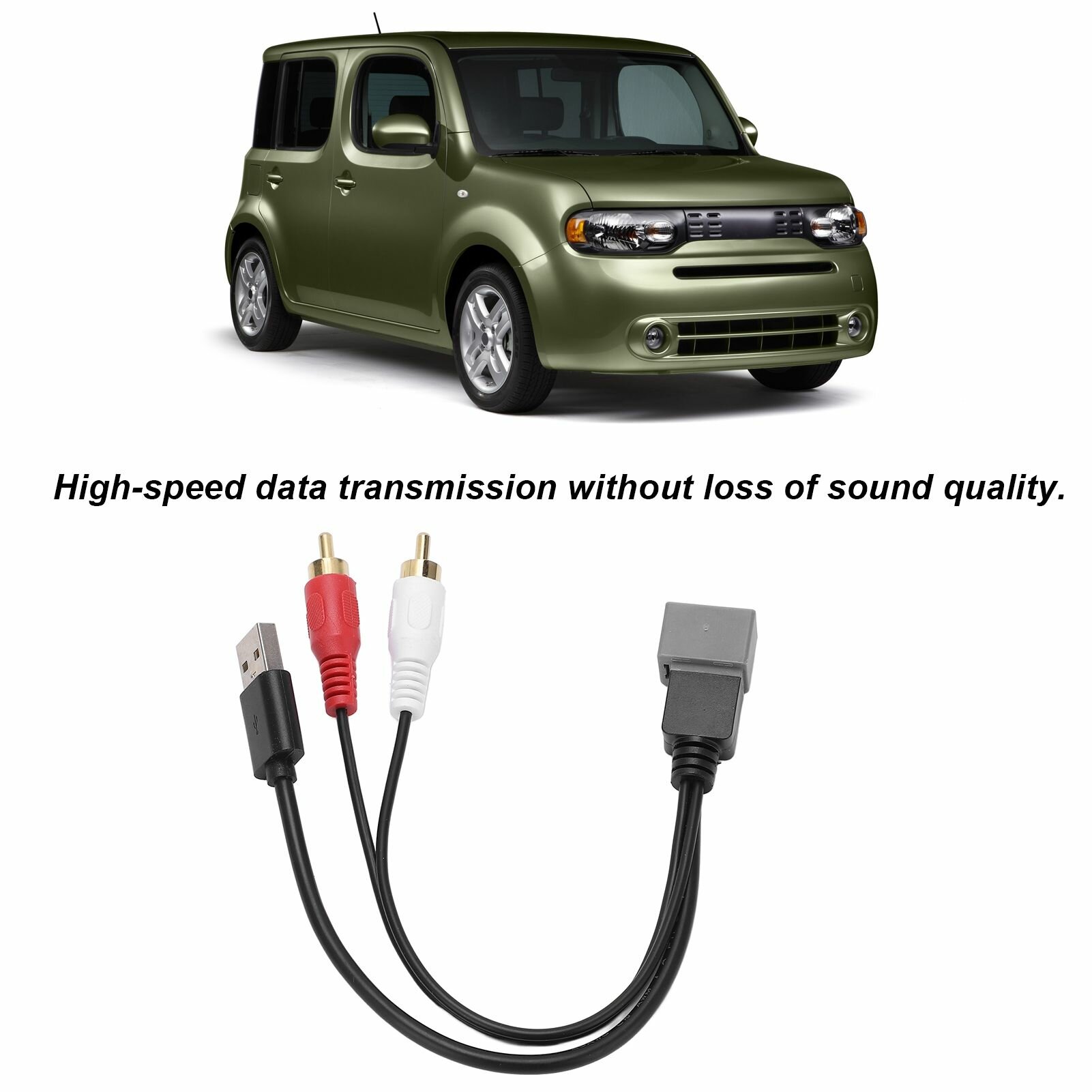 23 см/9,06 дюйма 8-контактный автомобильный аудиокабель USB-адаптер RCA Замена для Nissan Cube Juke Versa