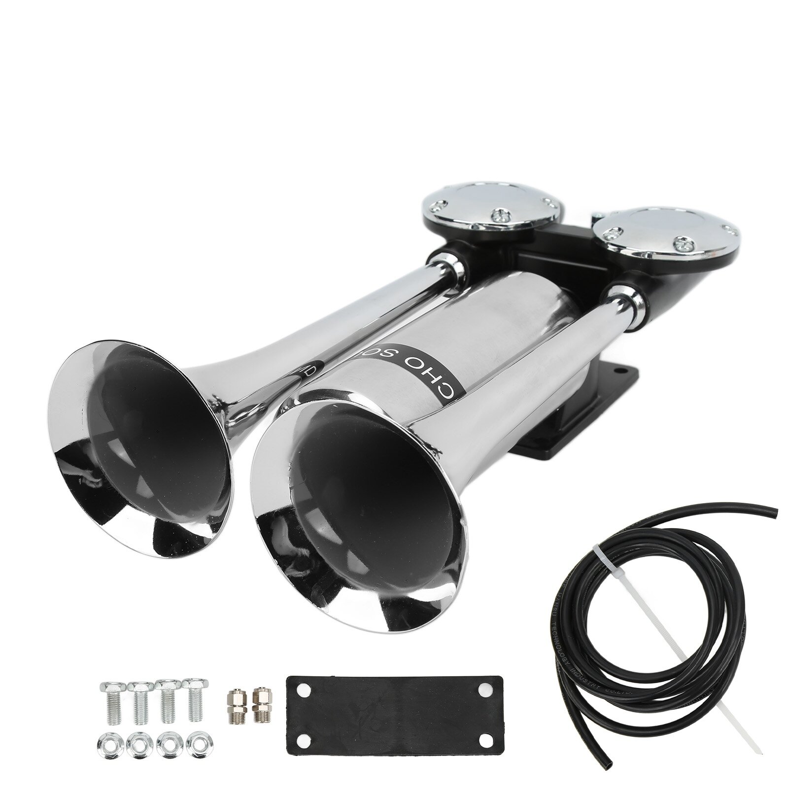 300 дБ автомобильный воздушный гудок цинковый сплав хромированное покрытие двухтрубный громкоговоритель для поезда корабля внедорожника автофургона грузовика мотоцикла DC 12 В/24 В