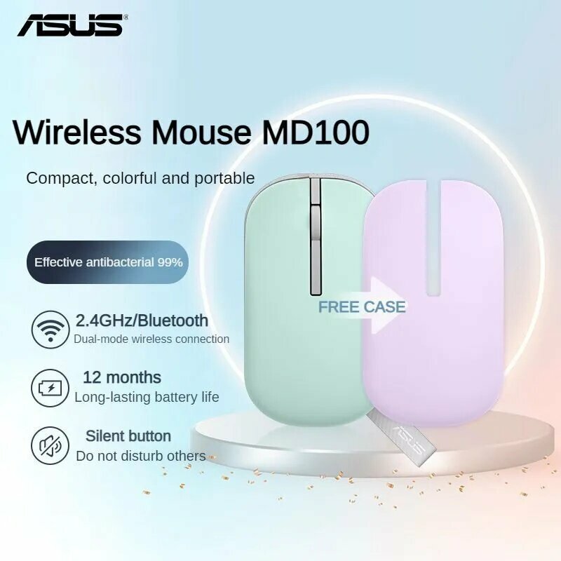 ASUS Мышь беспроводная ASUS Marshmallow Mouse MD100, синий