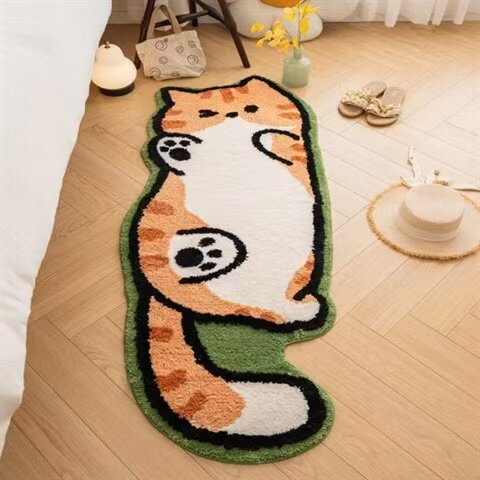 Коврик из искусственного кашемира в форме котенка, для спальни, нескользящий, мягкий, неправильной формы, прикроватный коврик, 40*120 см.