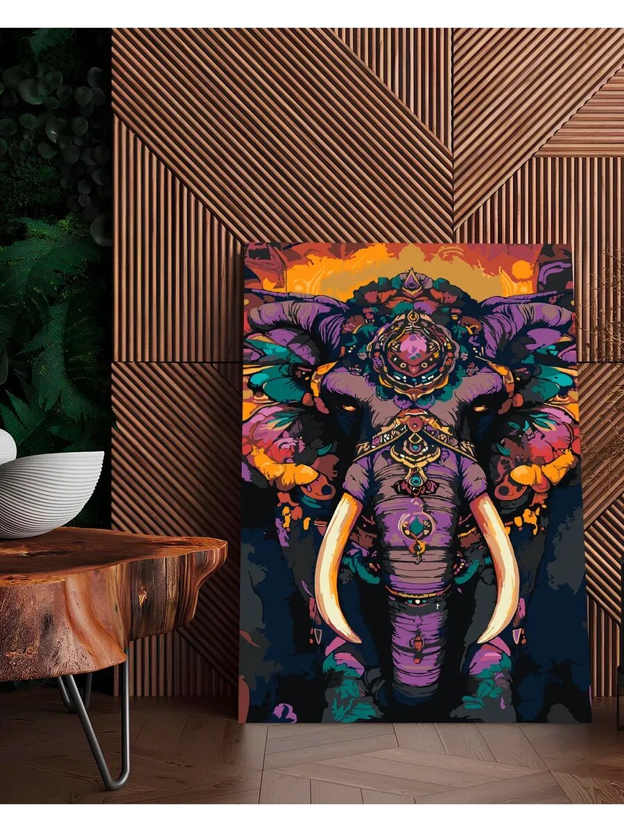 Картина по номерам Слон Мандала-Животные-Индия