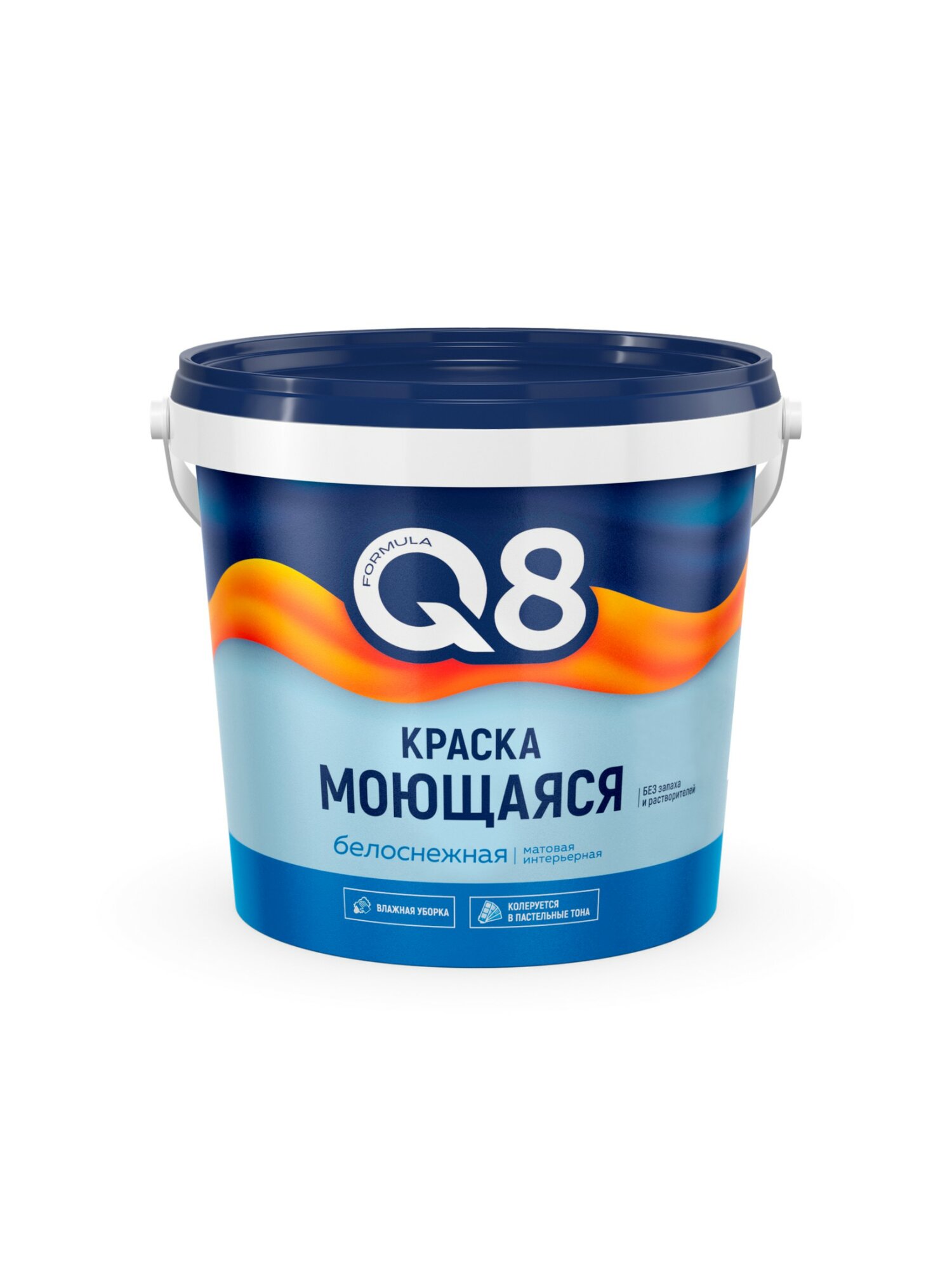 Краска воднодисперсионная, Formula Q8, акриловая, универсальная, моющаяся, влагостойкая, матовая, белоснежная, 1.4 кг