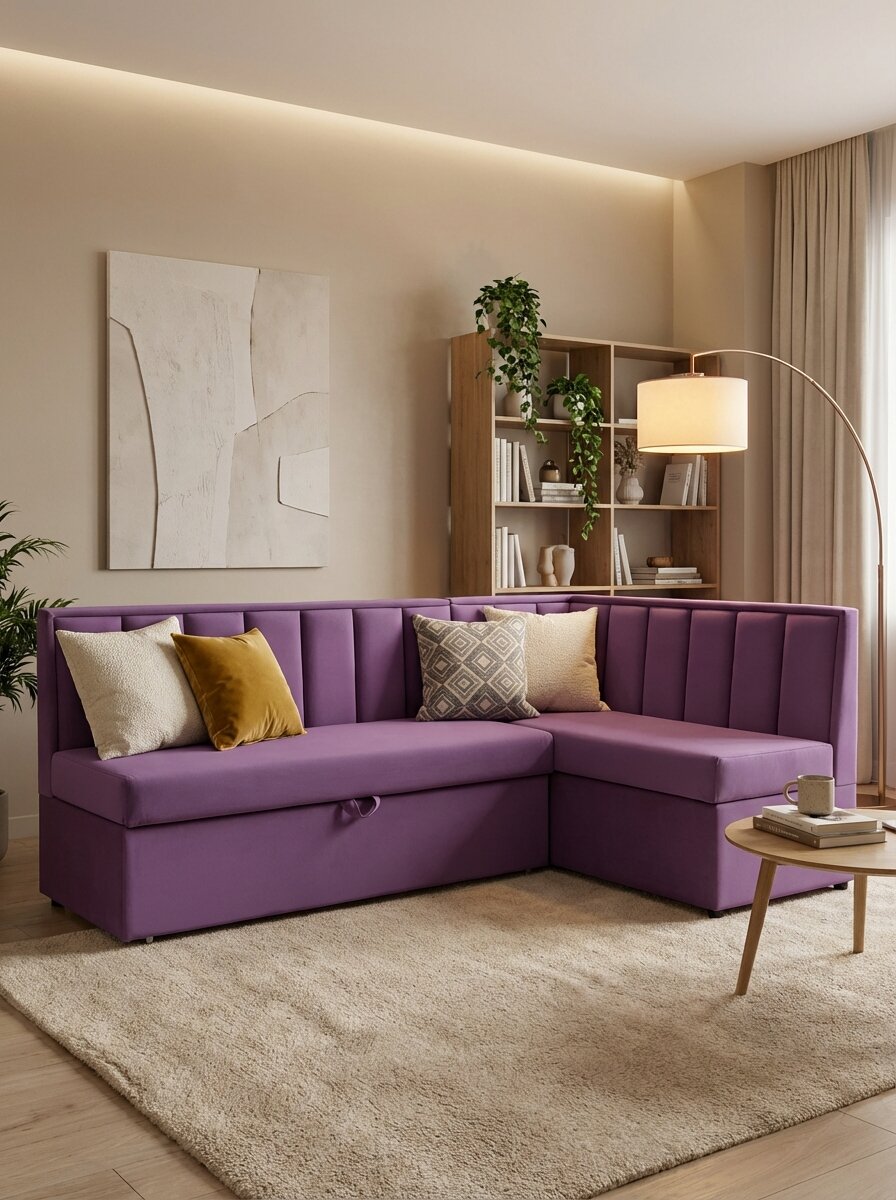 Кухонный уголок Santorini угол правый, фиолетовый