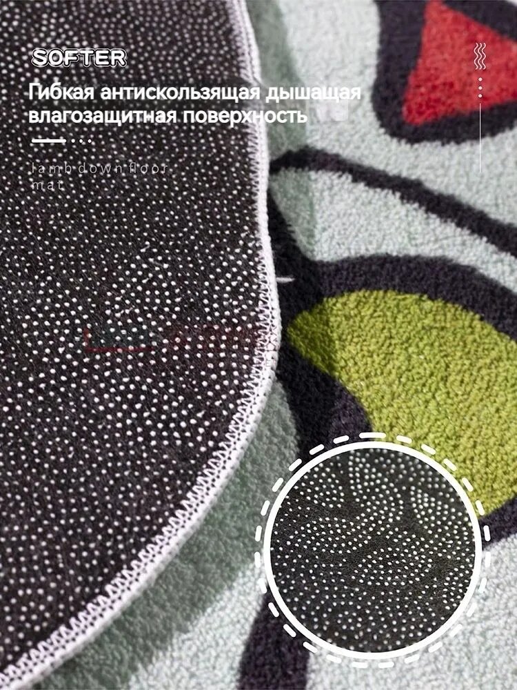 Коврик для детской "Sweet Cats" 60x60 см, круглый, из полиэфирного волокна, с принтом животных — фото 1