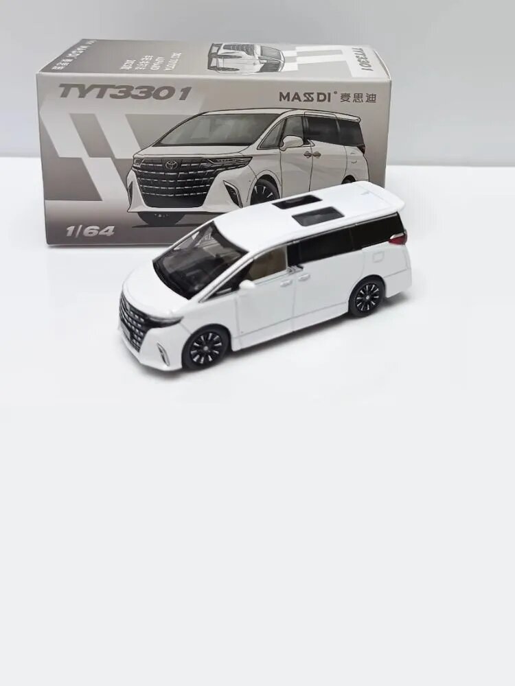 Машинка металлическая Masdi Toyota Alphard 2023 белый, масштаб 1:64, инерционный механизм