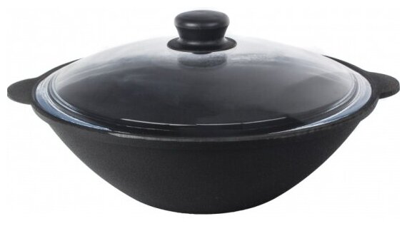 Сковорода WOK Камская Посуда со стеклянной крышкой, 30 см, 3,5 л