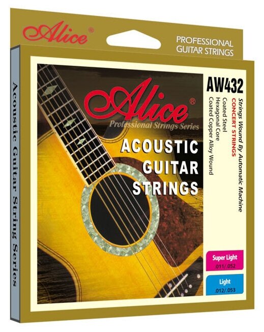 AW432-SL Комплект струн для акустической гитары, медь, 11-52 Alice