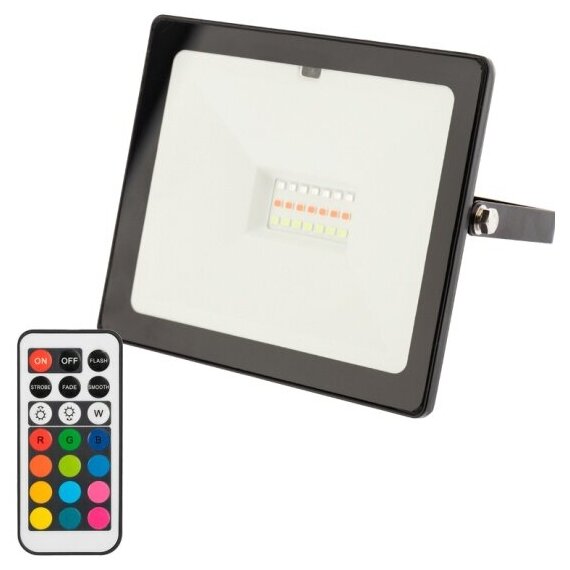 Светодиодный прожектор Rexant с пультом ДУ, 20 Вт, цвет свечения мультиколор (RGB) + белый