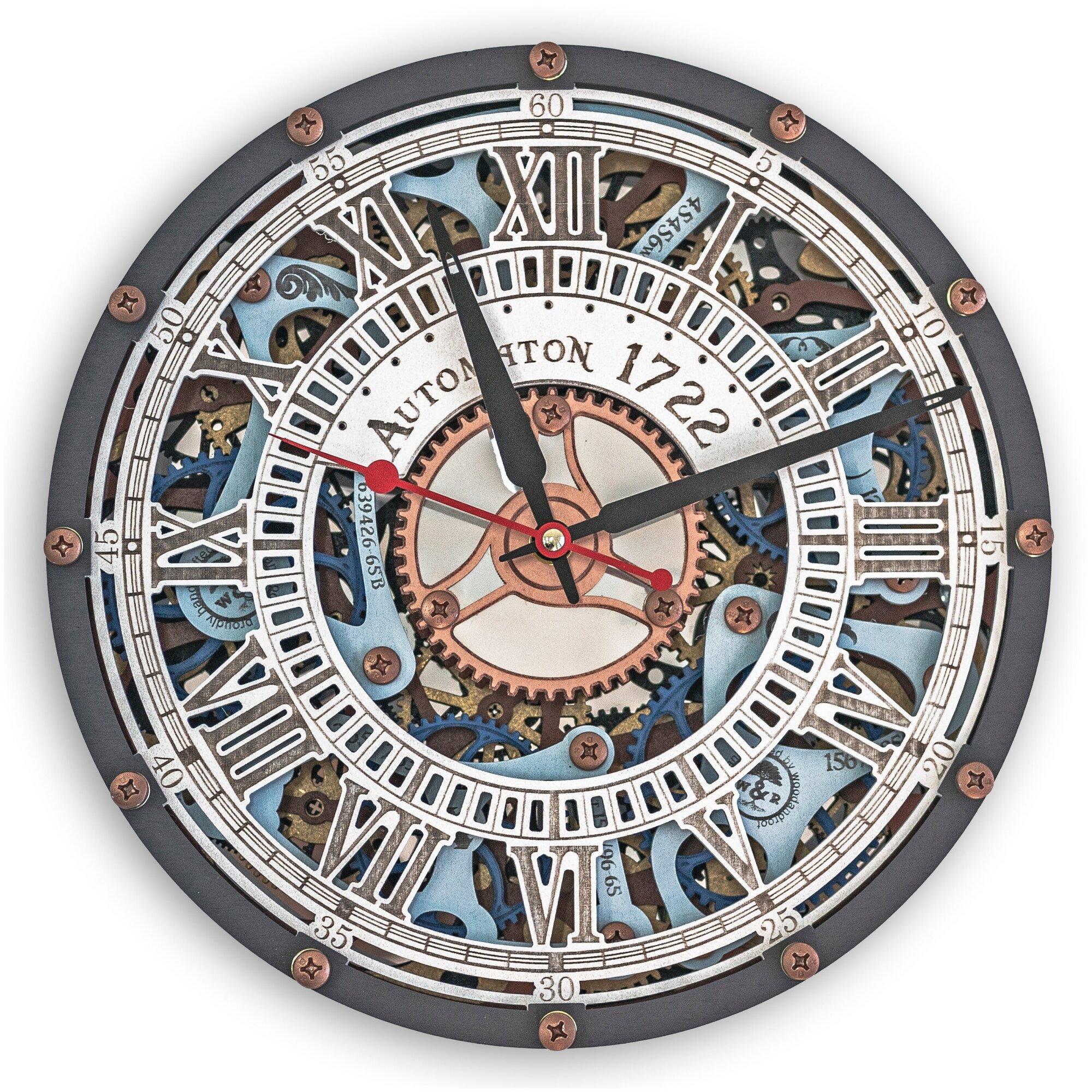 Часы настенные Автоматон 1722 Небесная Пастель с вращающимися шестеренками