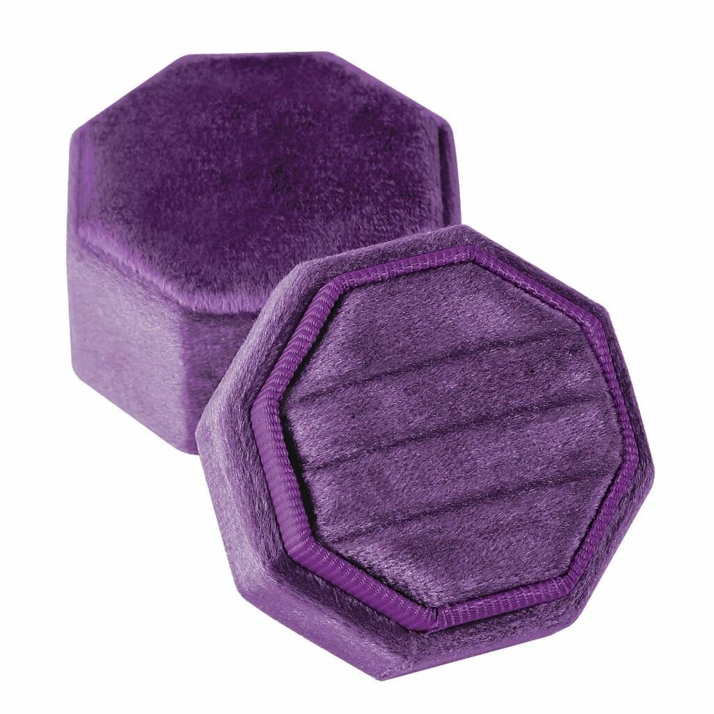 Октагональная коробка для колец из бархата на три кольца