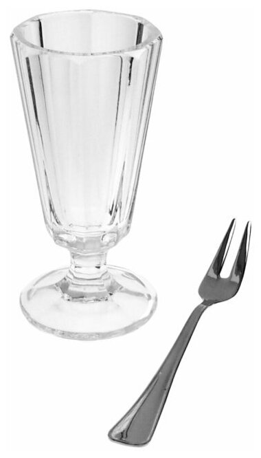 Подарочный набор Хрустальная граненая рюмка лафитник 50 мл и закусочная вилка в футляре