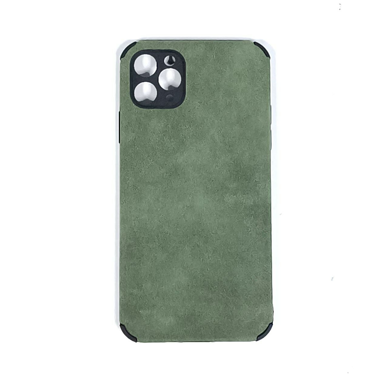 Чехол iPhone 11 pro max замшевый текстильный защита камеры зеленый