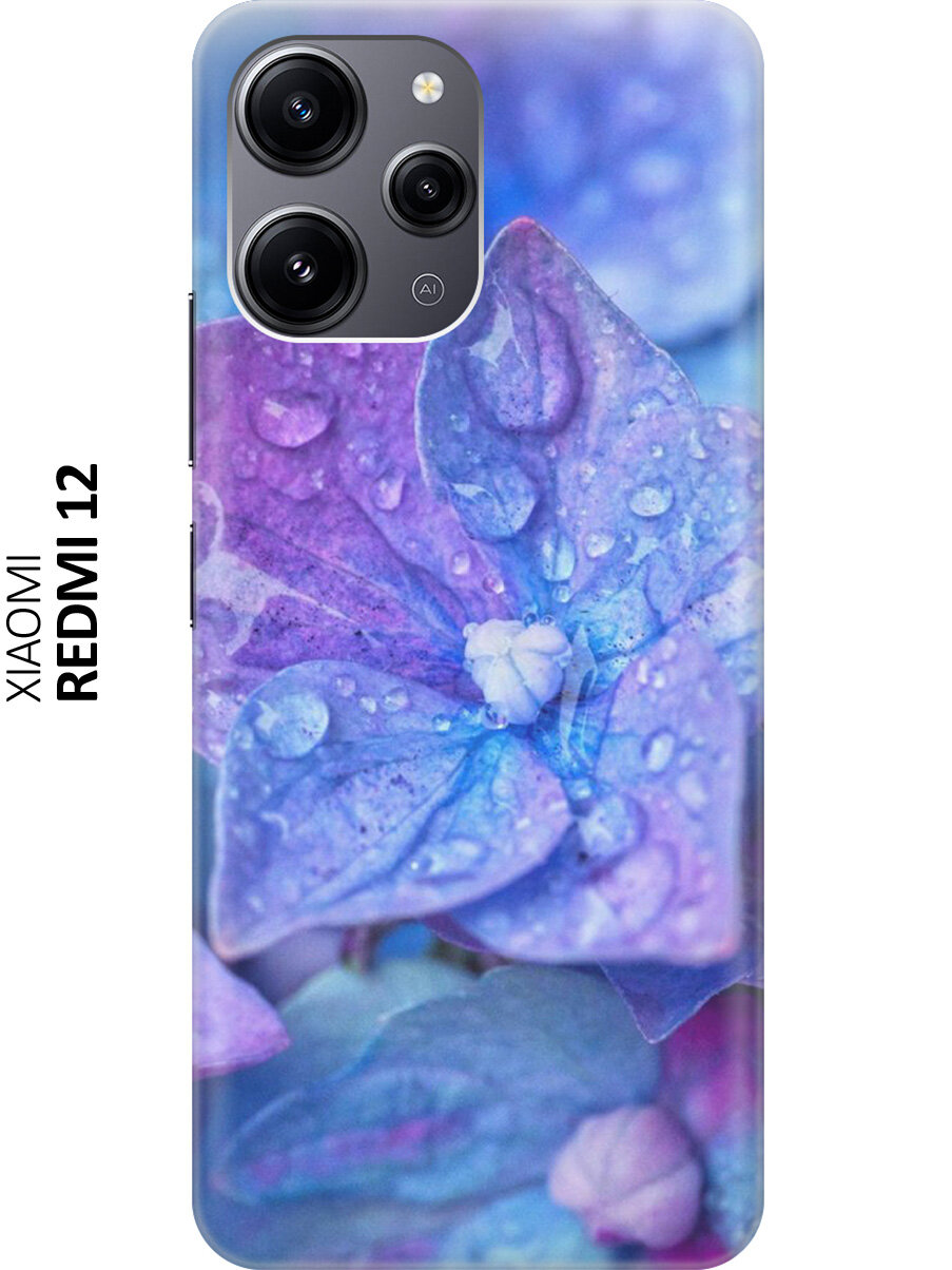 Силиконовый чехол на Xiaomi Redmi 12, Сяоми Редми 12 с принтом "Голубой цветочек"