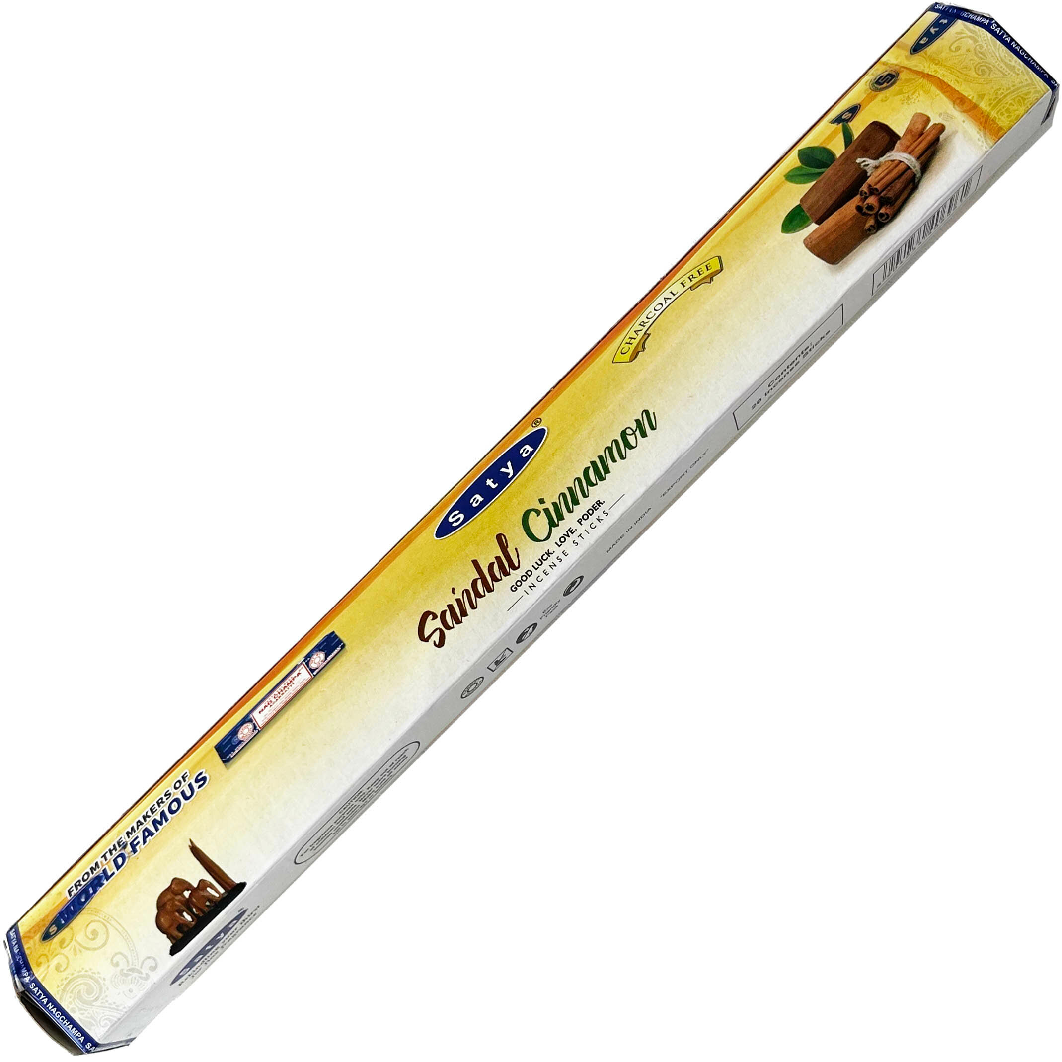 SANDAL CINNAMON, Satya (Благовония сандал корица, Удача. Любовь. Сила, Сатья), шестигранник, 20 палочек.