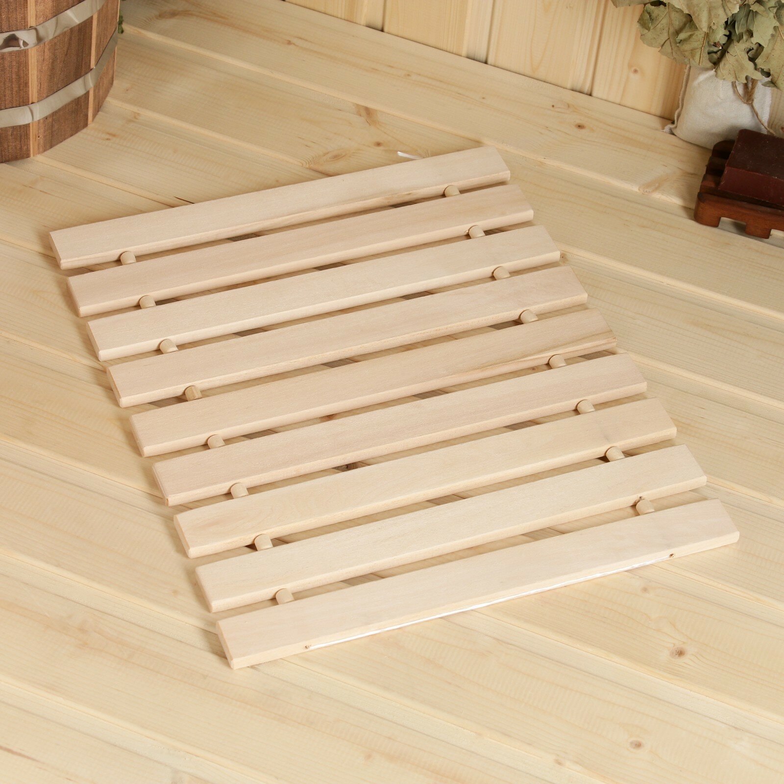 Коврик - сидушка для бани и сауны, 41×35 см, деревянный, «Добропаровъ»