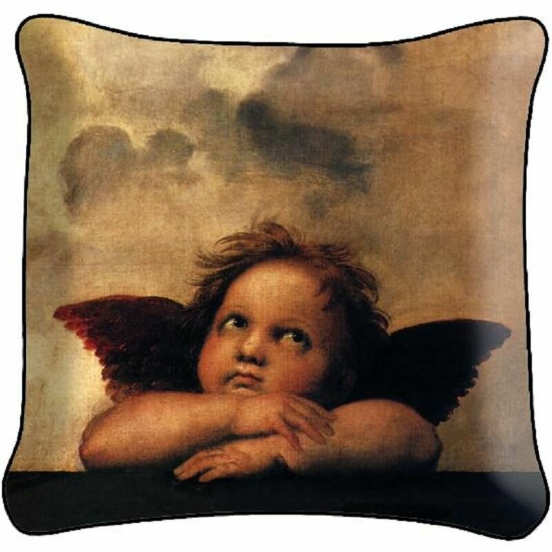 Подушка декоративная Ангел думает 40х40 велюр