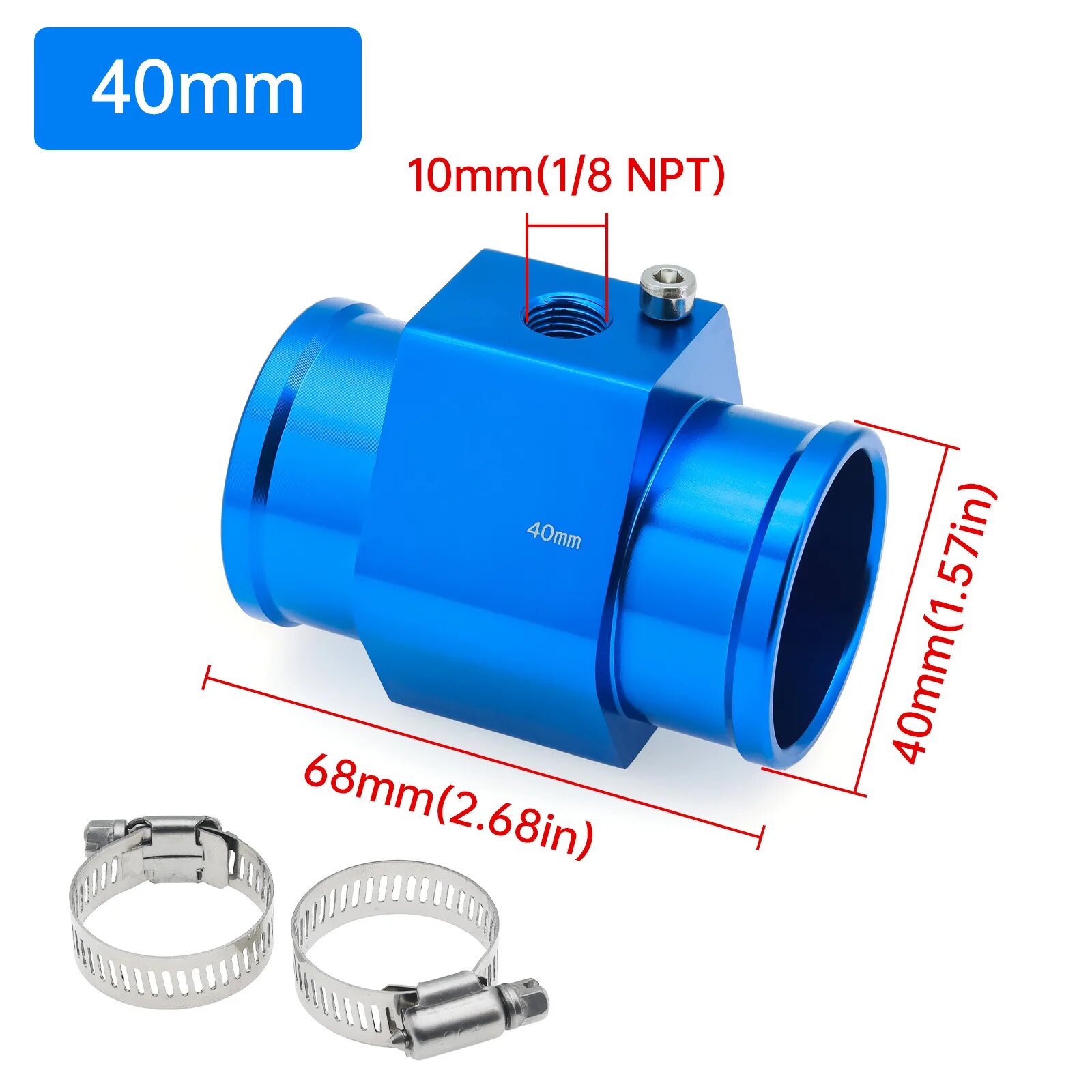 Температура воды, соединение температуры, датчик трубы, переходник для шланга радиатора, 40mm blue