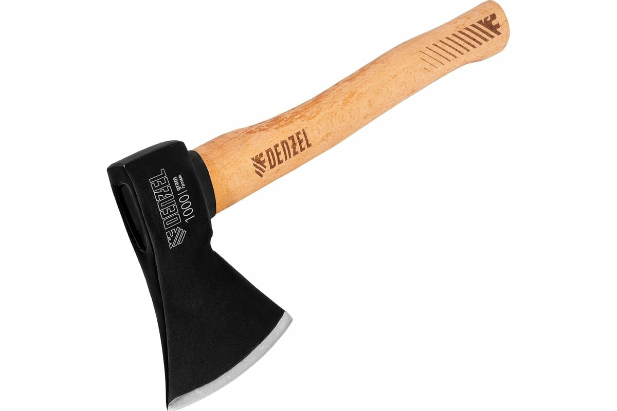 Кованый топор Denzel 1000 г с буковым топорищем 21634 - прочный инструмент для леса