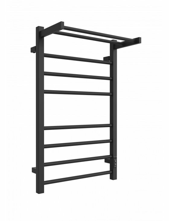 Полотенцесушитель двин Fs plaza neo 80/50 Электрический, диммер - блок управления на корпусе квадрат, Цвет - Чёрный матовый, с кабелем