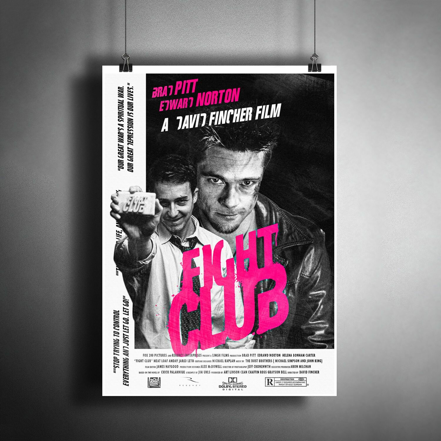 Постер плакат "Фильм Дэвида Финчера: Бойцовский клуб. Fight Club" / Декор для дома, офиса, комнаты, квартиры, детской A3 (297 x 420 мм)