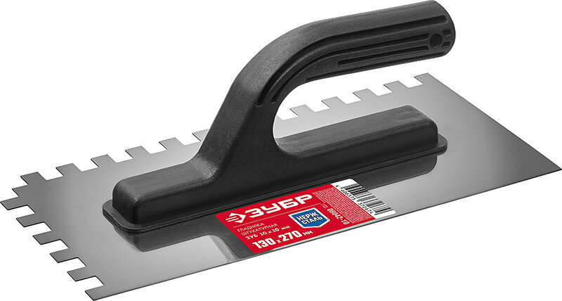 Гладилка штукатурная, 130 х 270 мм, зуб 10 х 10 мм Зубр 08042-10