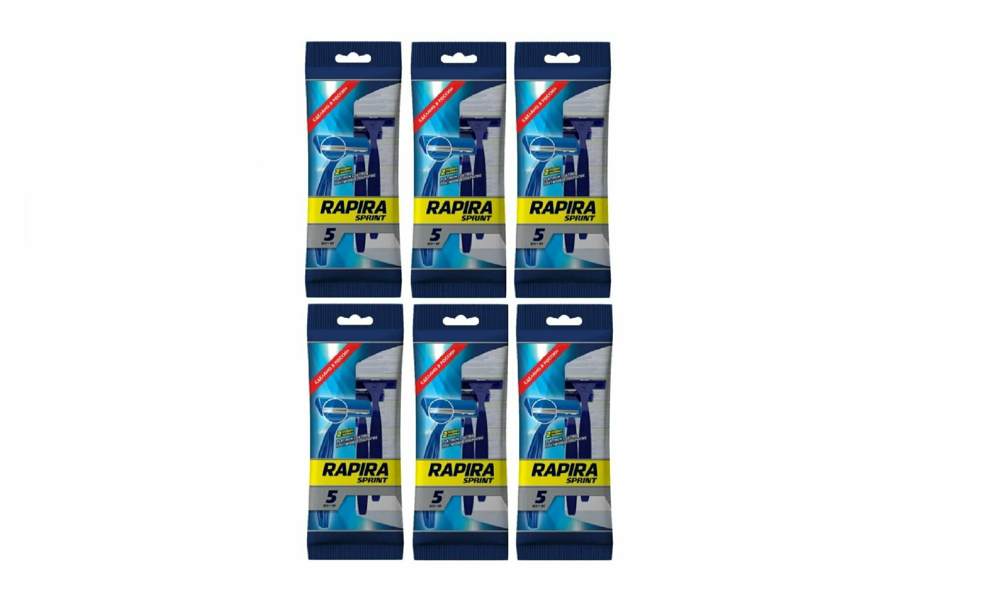 Rapira Одноразовый бритвенный мужской станок "Sprint", 5 шт, 6 уп
