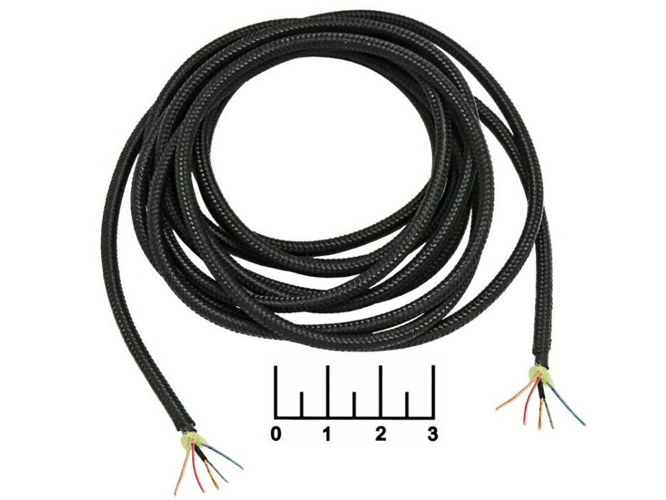 Кабель 5-жильный для наушников с микрофоном в оплетке 2м